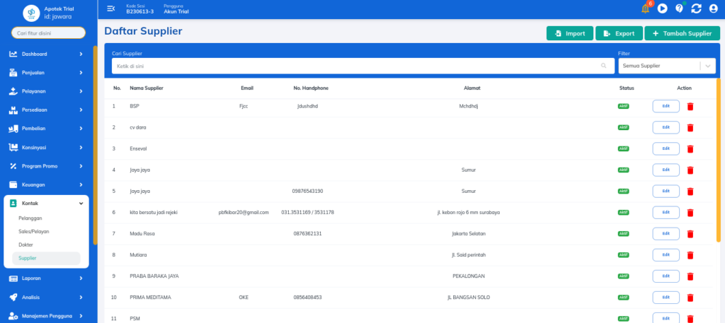 Melihat dan Menambahkan Kontak Supplier - Blog Apotek Digital